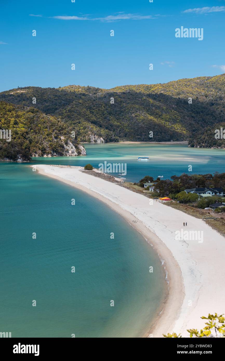 View onto lagoon of Torrent Bay with almost empty white beach during ...