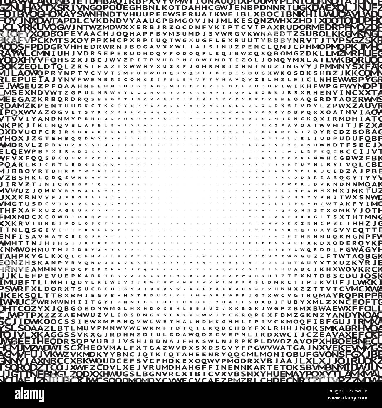Abstract radial halftone background from latin letters. Vector ...