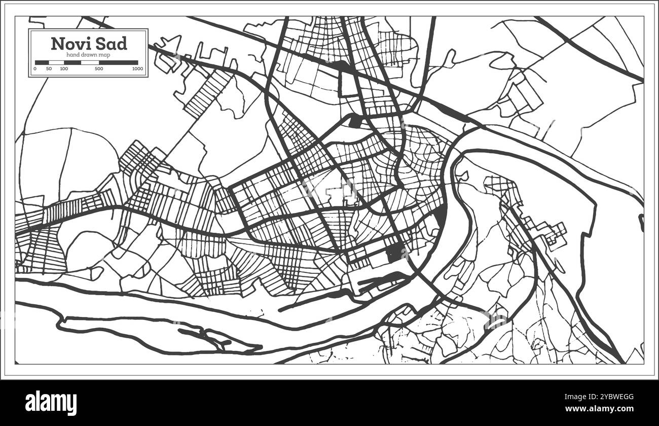 Novi Sad Serbia City Map in Black and White Color in Retro Style ...