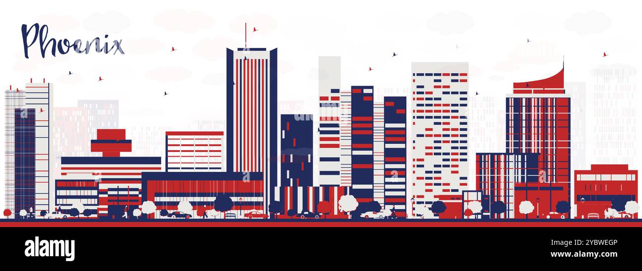 Abstract Phoenix city skyline with color buildings. Vector Illustration ...