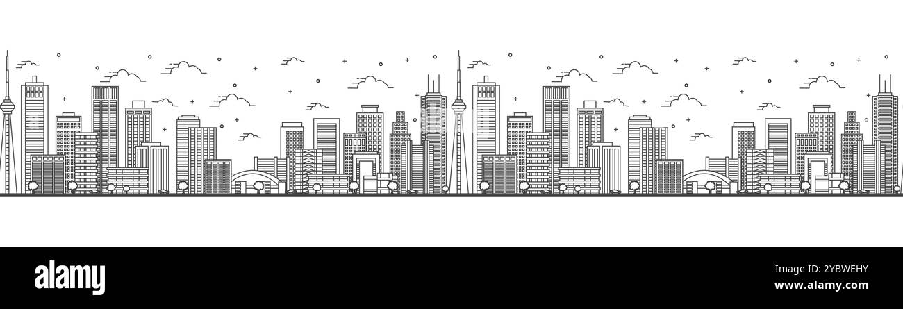 Seamless pattern with outline Toronto Canada City Skyline with Modern Buildings Isolated on ...