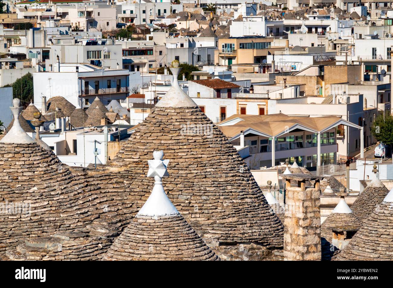 A panoramic view of Alberobello's unique stone rooftops, showcasing ...