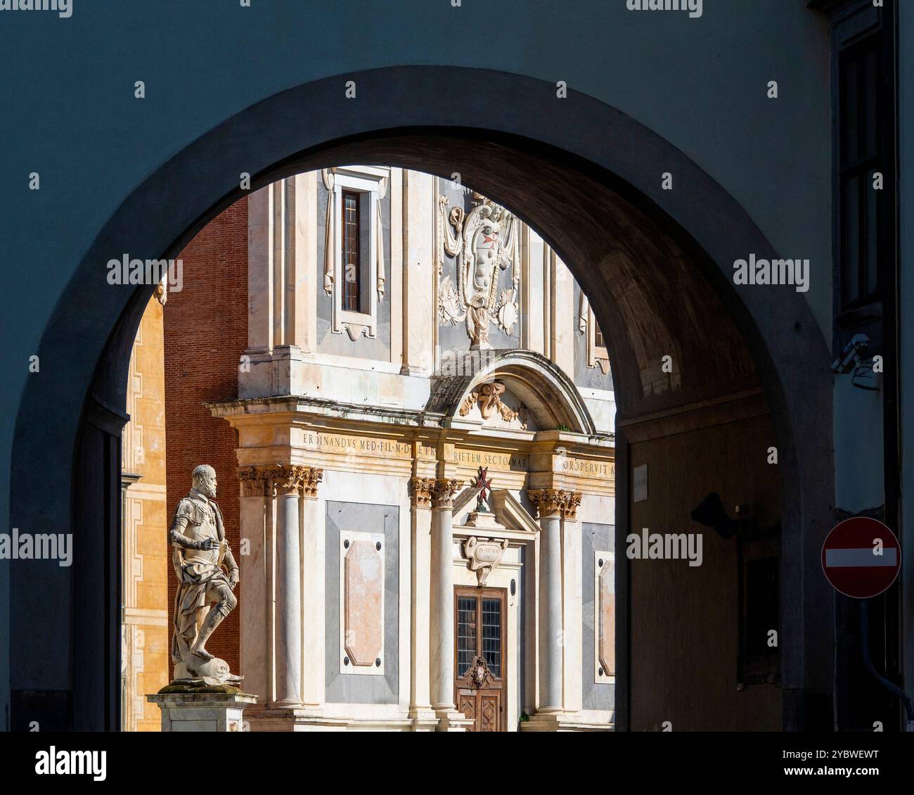 View of Piazza dei Cavalieri in Pisa,Italy, featuring the Church of ...