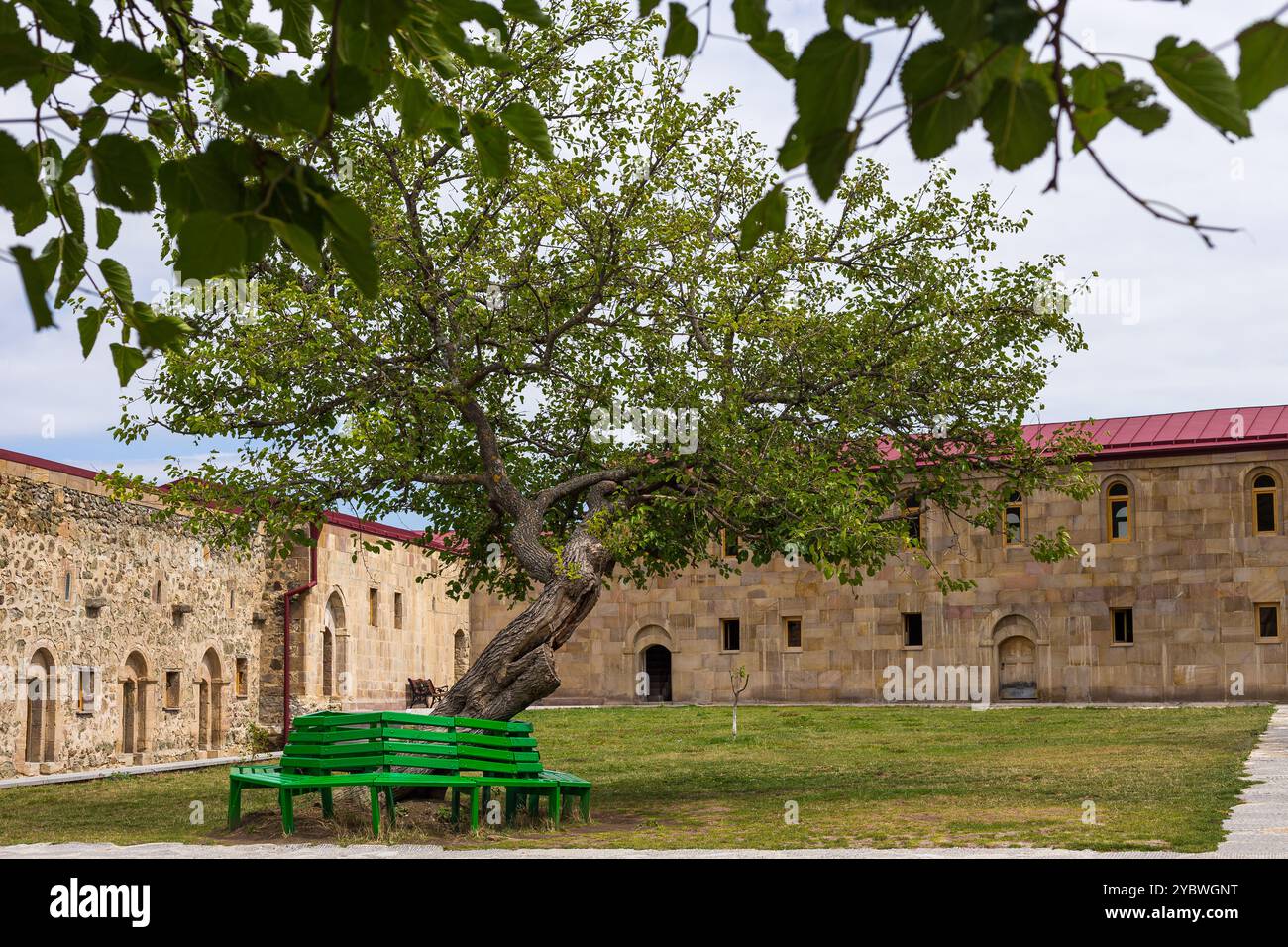 The courtyard of the 13-th century Gandzasar Monastery near Vank ...