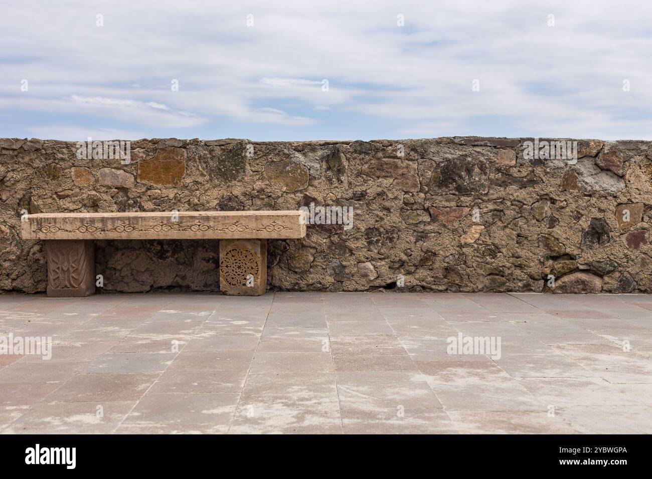 The courtyard of the 13-th century Gandzasar Monastery near Vank ...
