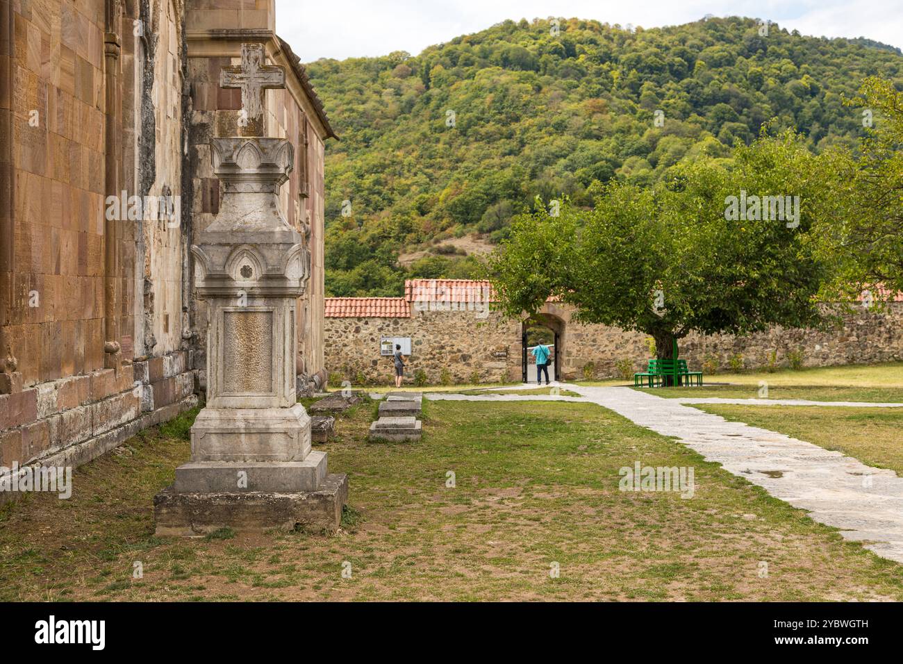 The courtyard of the 13-th century Gandzasar Monastery near Vank ...