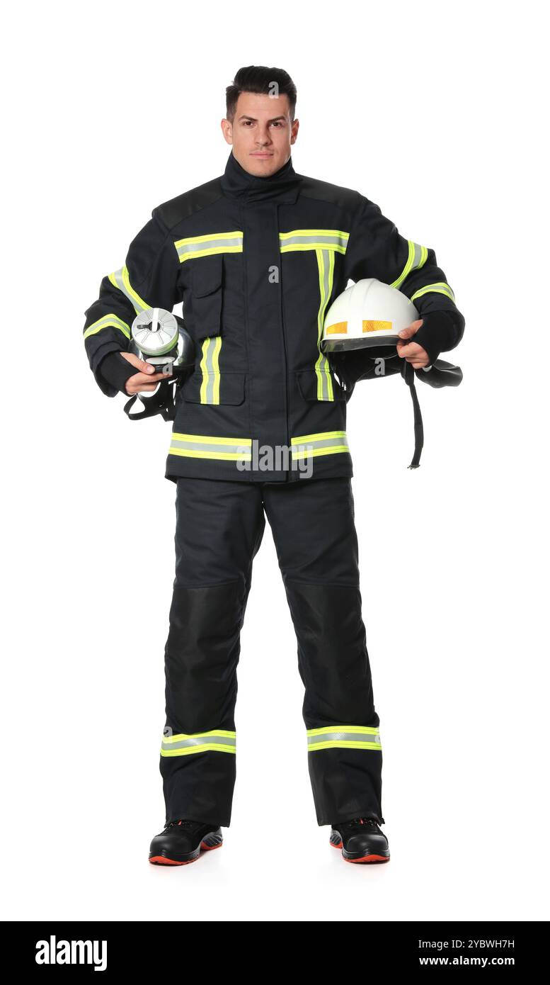 Firefighter in full uniform with mask hi-res stock photography and ...