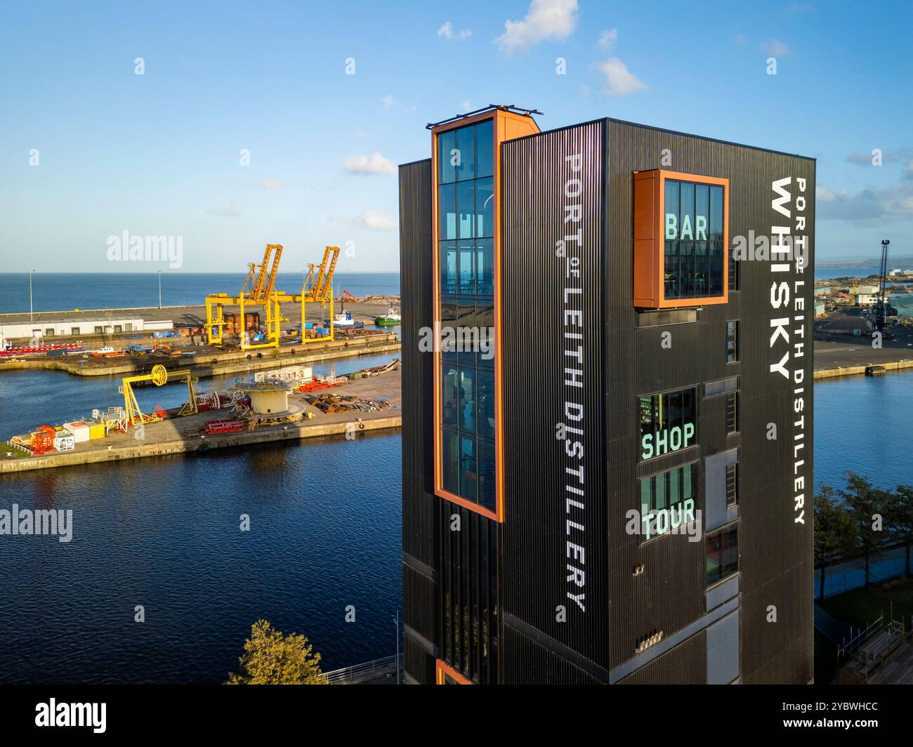 Aerial view from drone of new Port of Leith Distillery at Leith ...