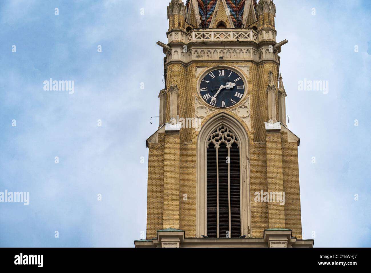 "Clock Tower: Time Stands at 2:36 PM Against Overcast Skies Stock Photo ...