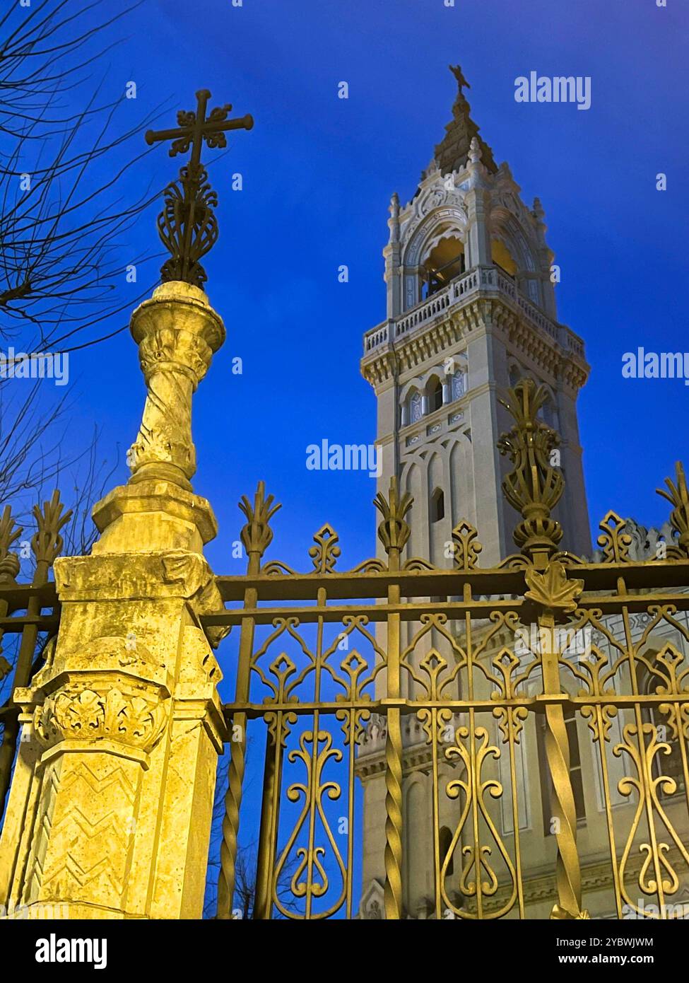 San Manuel y San Benito church, night view. Madrid, Spain Stock Photo ...