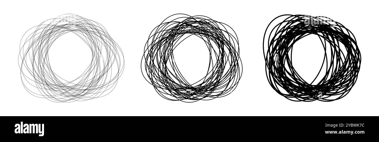 Three circular overlapping line patterns in increasing thickness Stock ...
