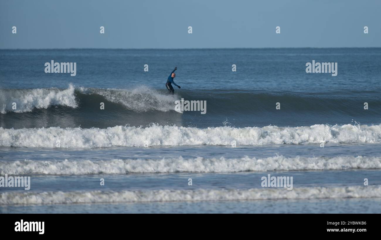 Surfing at Llangennith beach Gower, Wales Stock Photo - Alamy