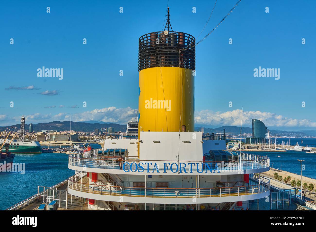 Barcelona. Espain -October 20,2024: Close-up of the Costa Fortuna's ...