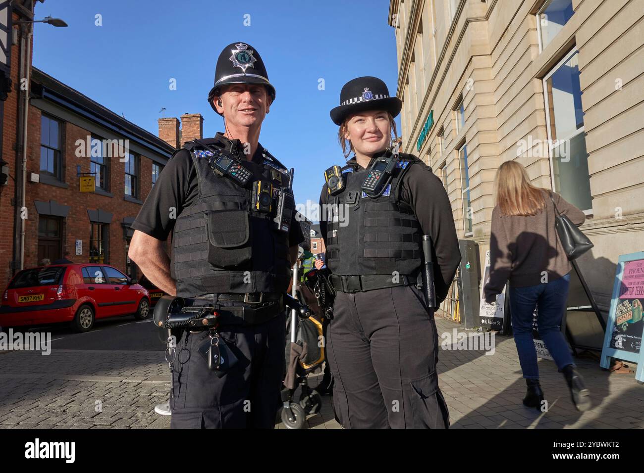 British police officers. Policeman and policewoman, Stratford upon Avon ...