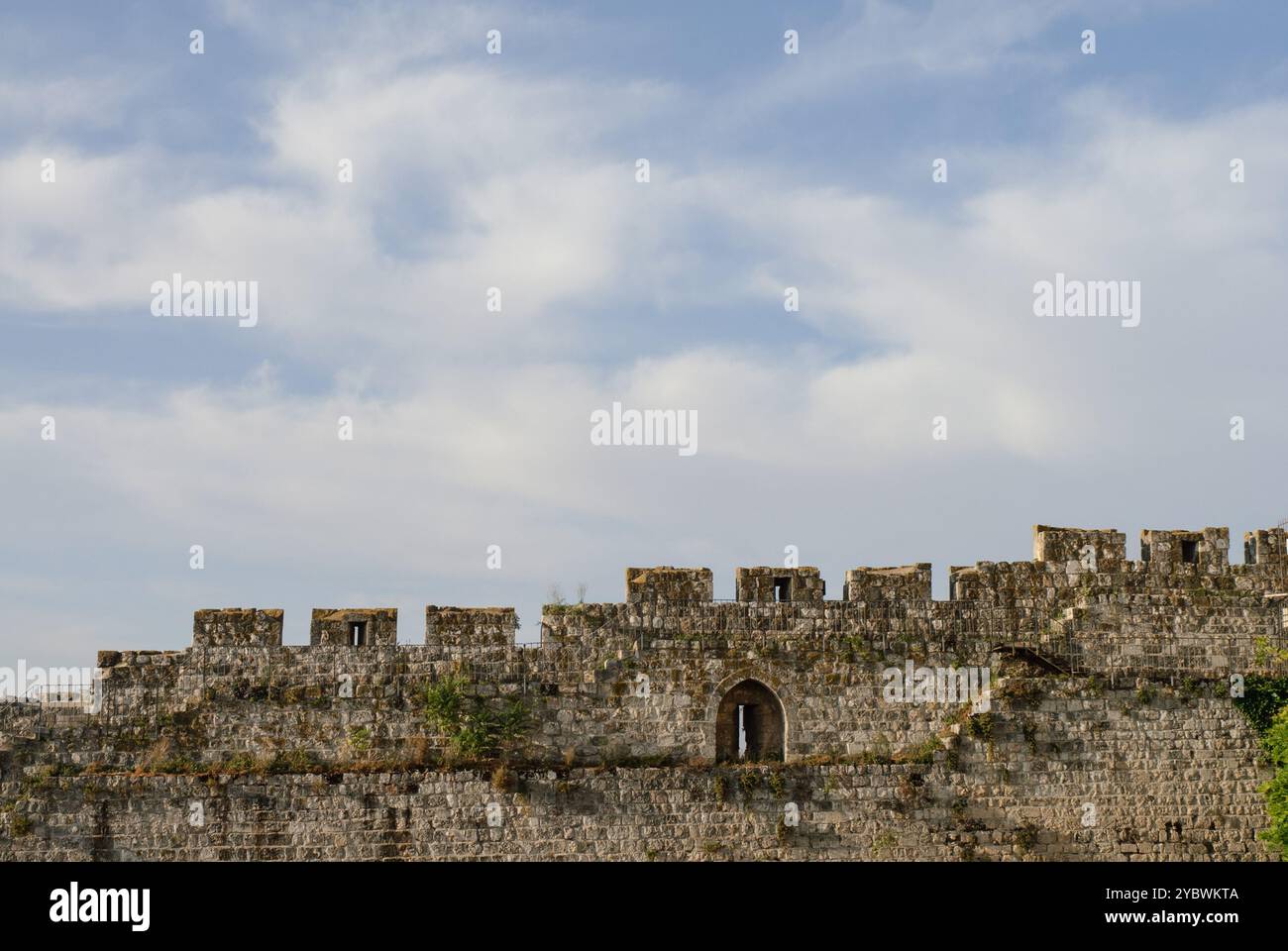 A detailed section of the ancient stone ramparts and walls of the Old ...