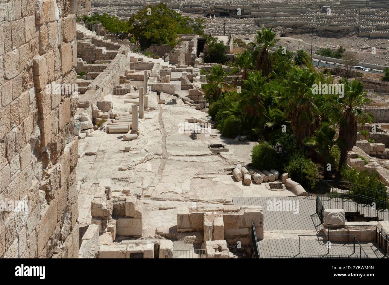 A section of the ruins and excavation below the southern wall of the ...