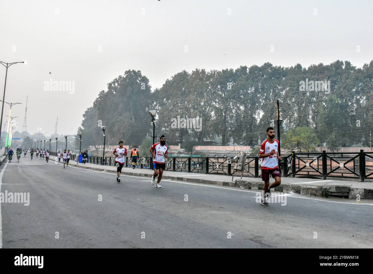 Srinagar, India. 20th Oct, 2024. Athletes compete during the Kashmir's ...