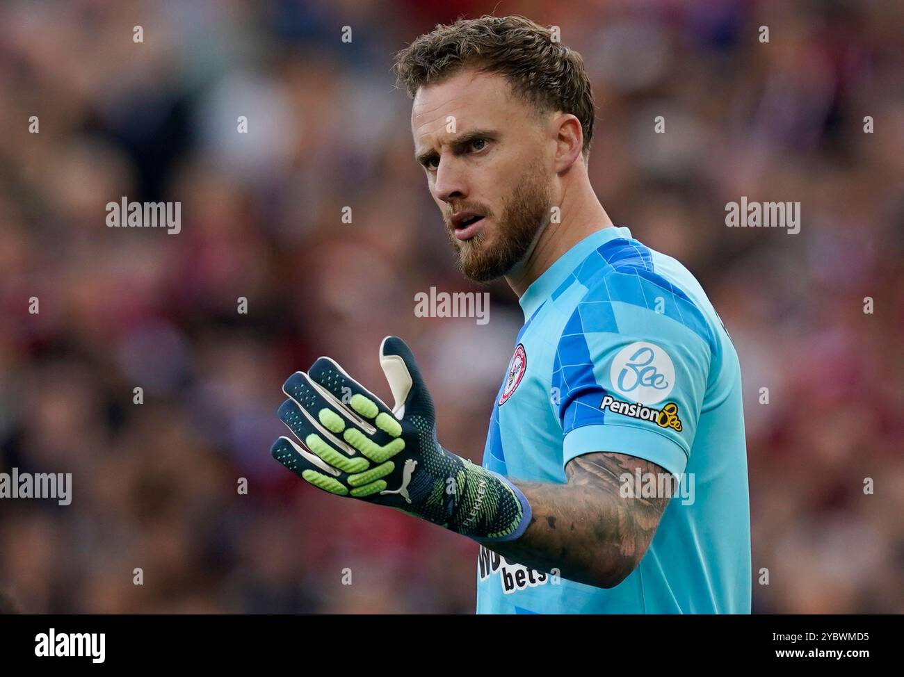 Manchester, England, 19th October 2024. Mark Flekken of Brentford ...