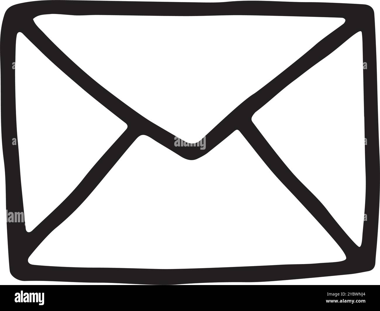 Doodle letter envelope icon or logo, hand drawn with thin black line ...