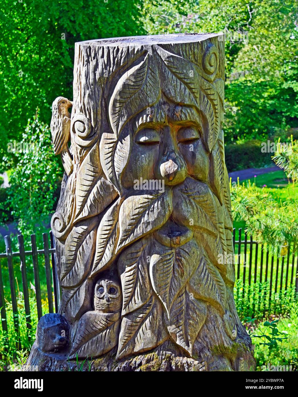 The Green Man, wood carving by Iain Chalmers. The Fairy Dell ...
