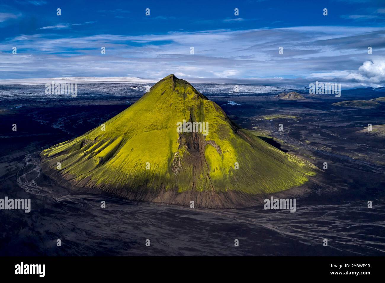 Iceland, Sudurland Region, Aerial View of Maelifell volcano on the edge ...