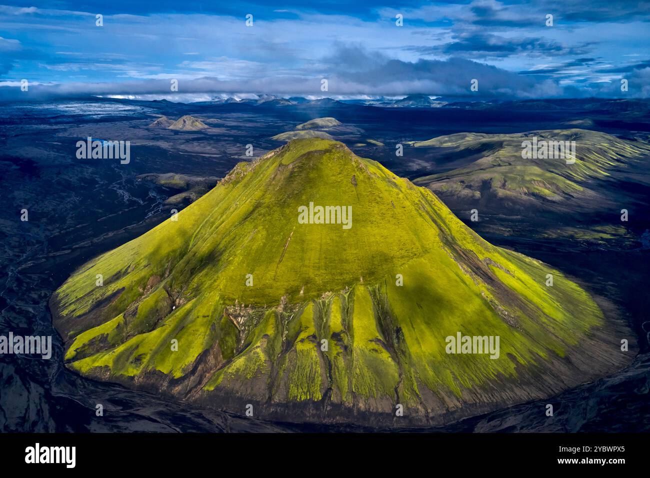 Iceland, Sudurland Region, Aerial View of Maelifell volcano on the edge ...
