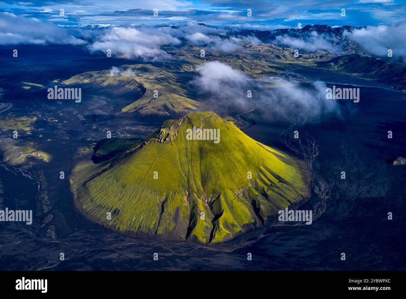 Iceland, Sudurland Region, Aerial View of Maelifell volcano on the edge ...