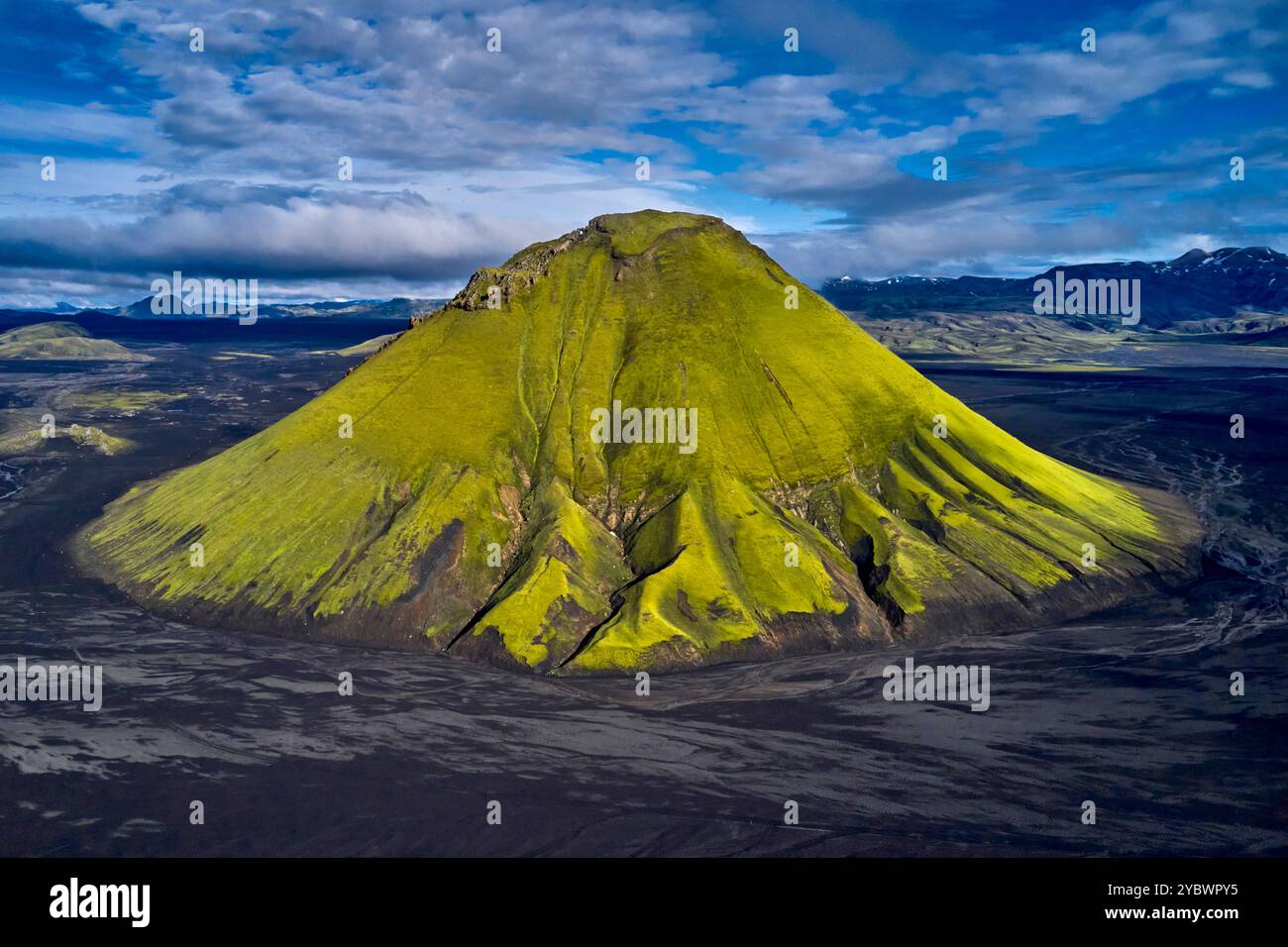 Iceland, Sudurland Region, Aerial View of Maelifell volcano on the edge ...