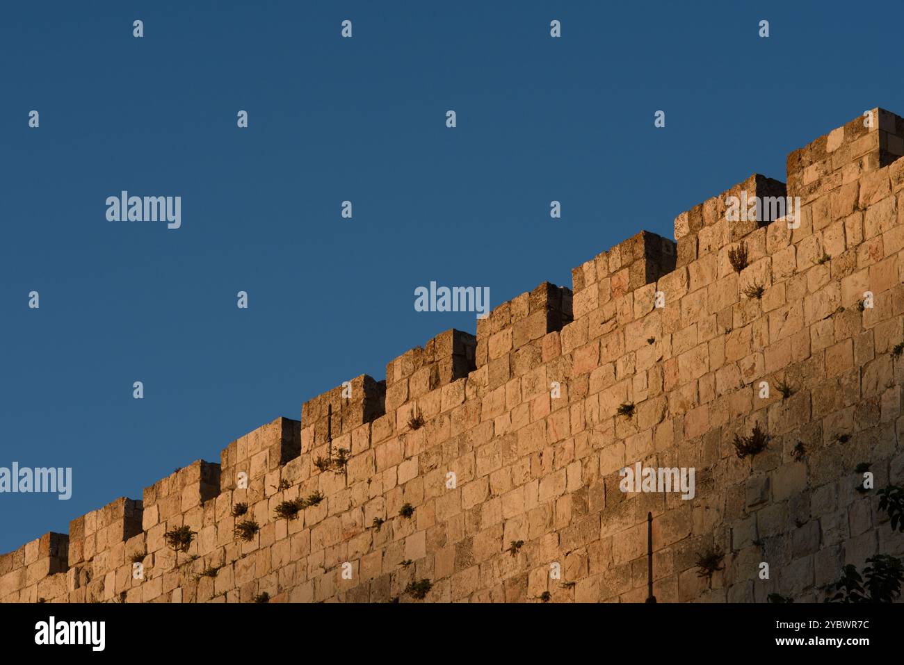 A detailed section of the ancient stone ramparts and walls of the Old ...