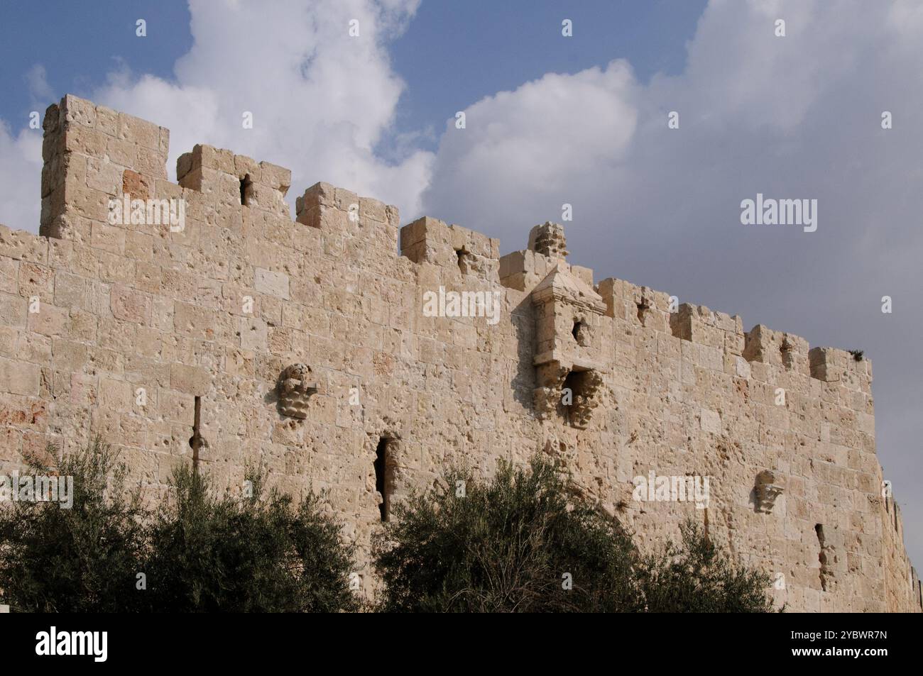 A detailed section of the ancient stone ramparts and walls of the Old ...