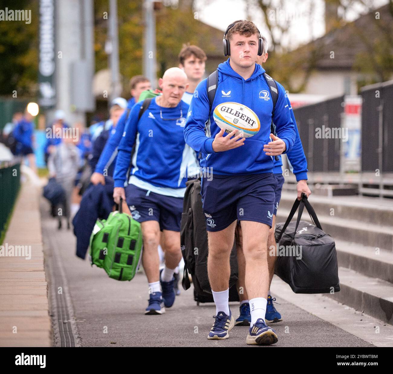 Galway, Ireland. 19th October, 2024. The Leinster team arrive at Dexcom ...
