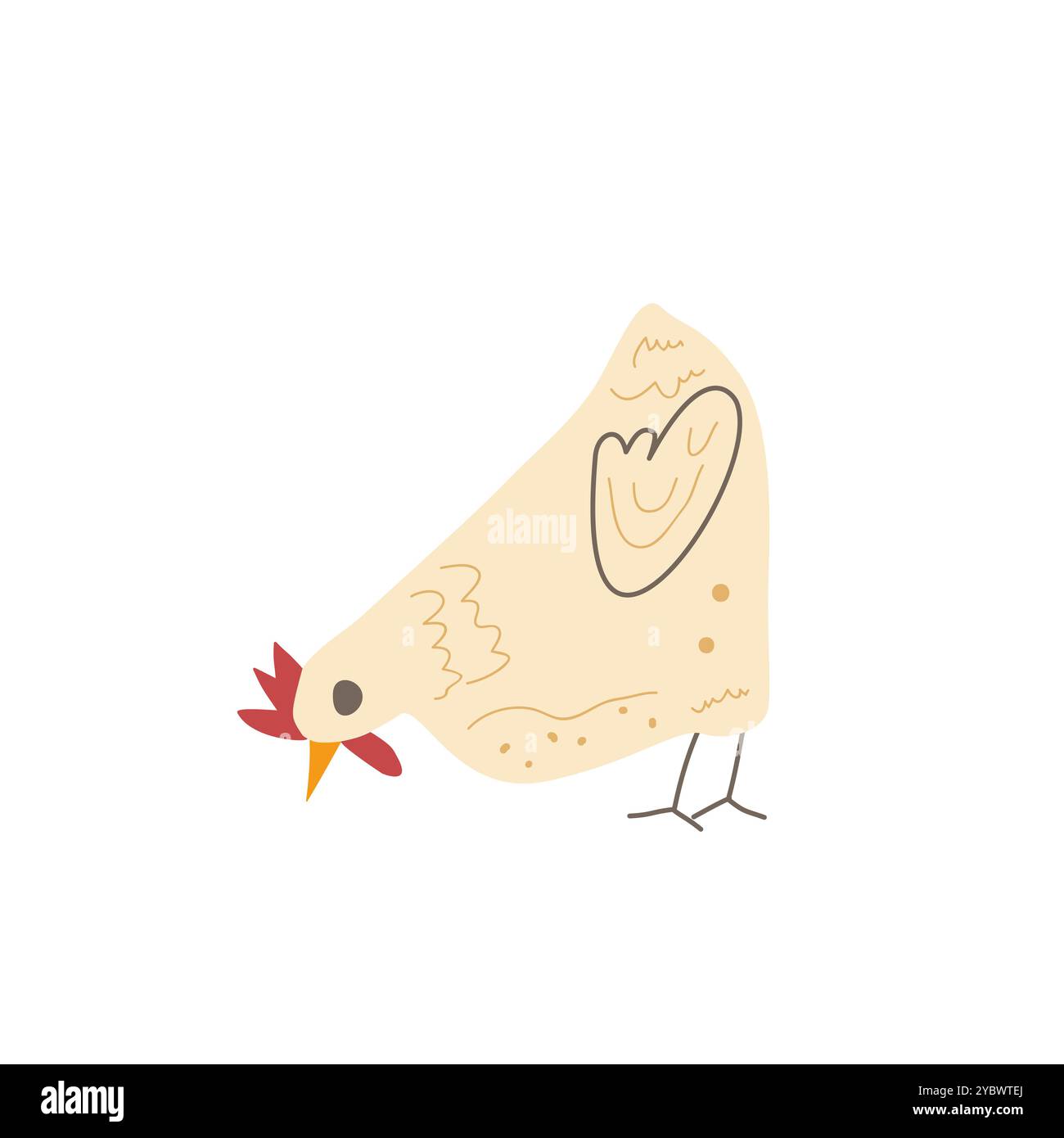 Pecking chicken isolated on white background. Hen character. Vector ...