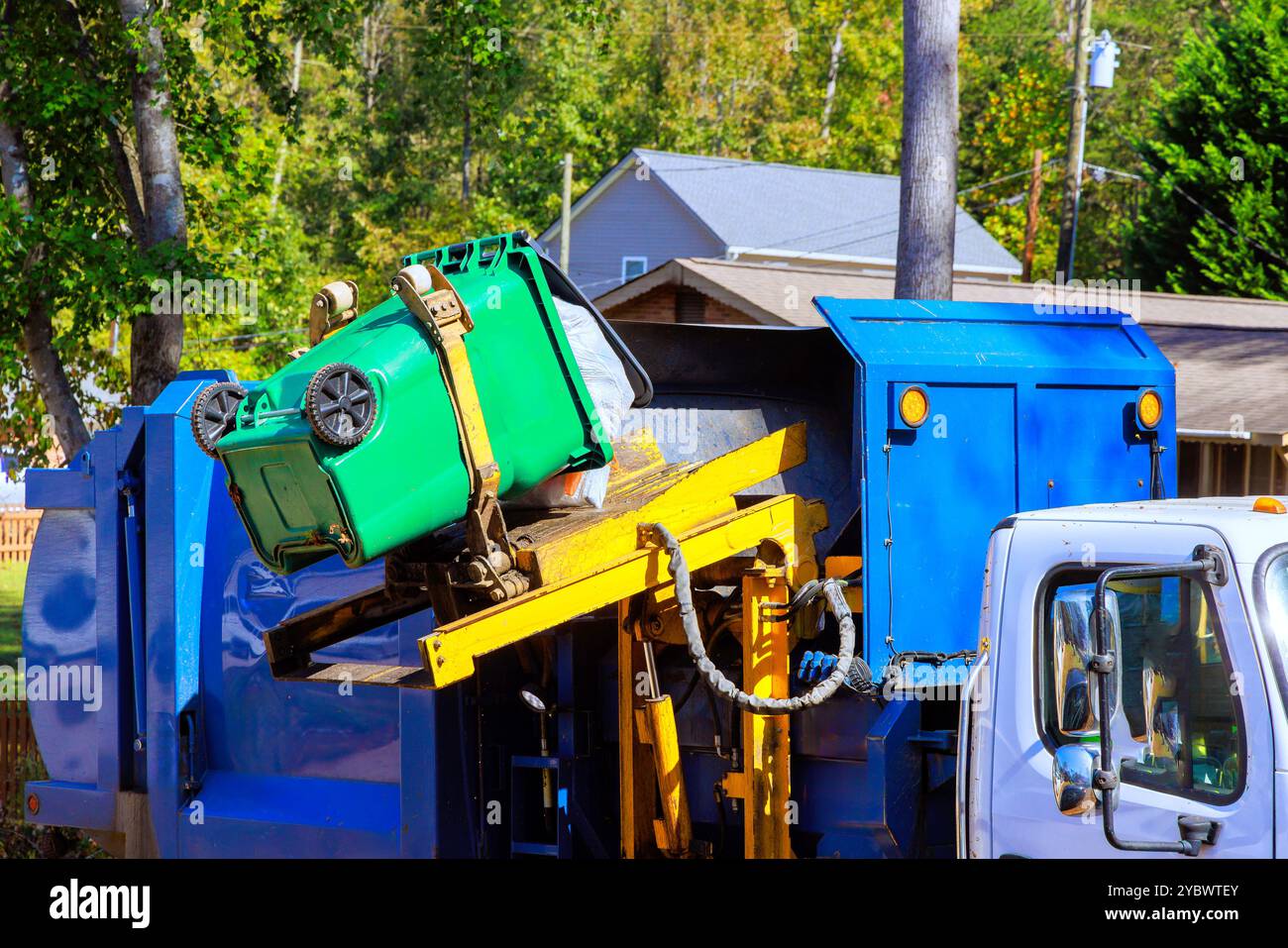 Garbage is removed by municipal cleaning service by loading mixed ...