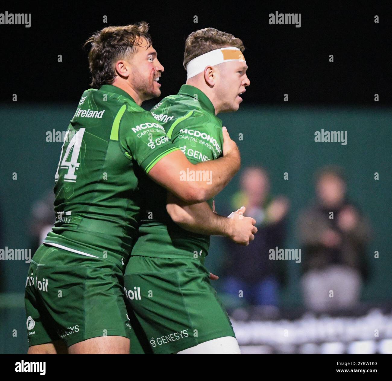 Galway, Ireland. 19th October, 2024. Connacht's Cathal Forde celebrates ...