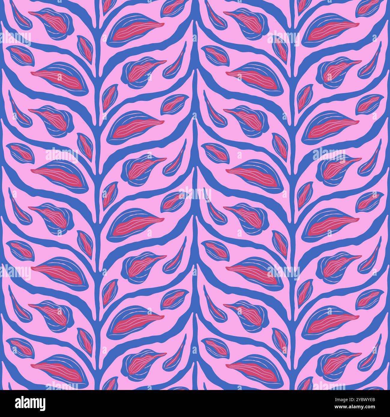 Leaves braided seamless pattern. Hosta plant vibrant endless background ...