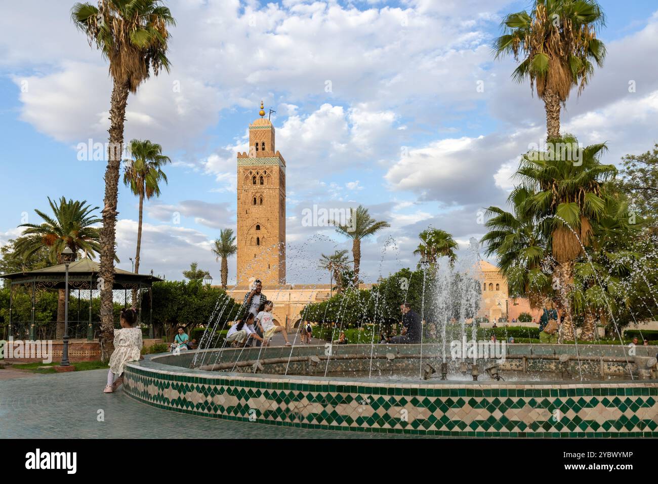 Lalla Hasna Park, leafy, manicured park with fountains, benches ...