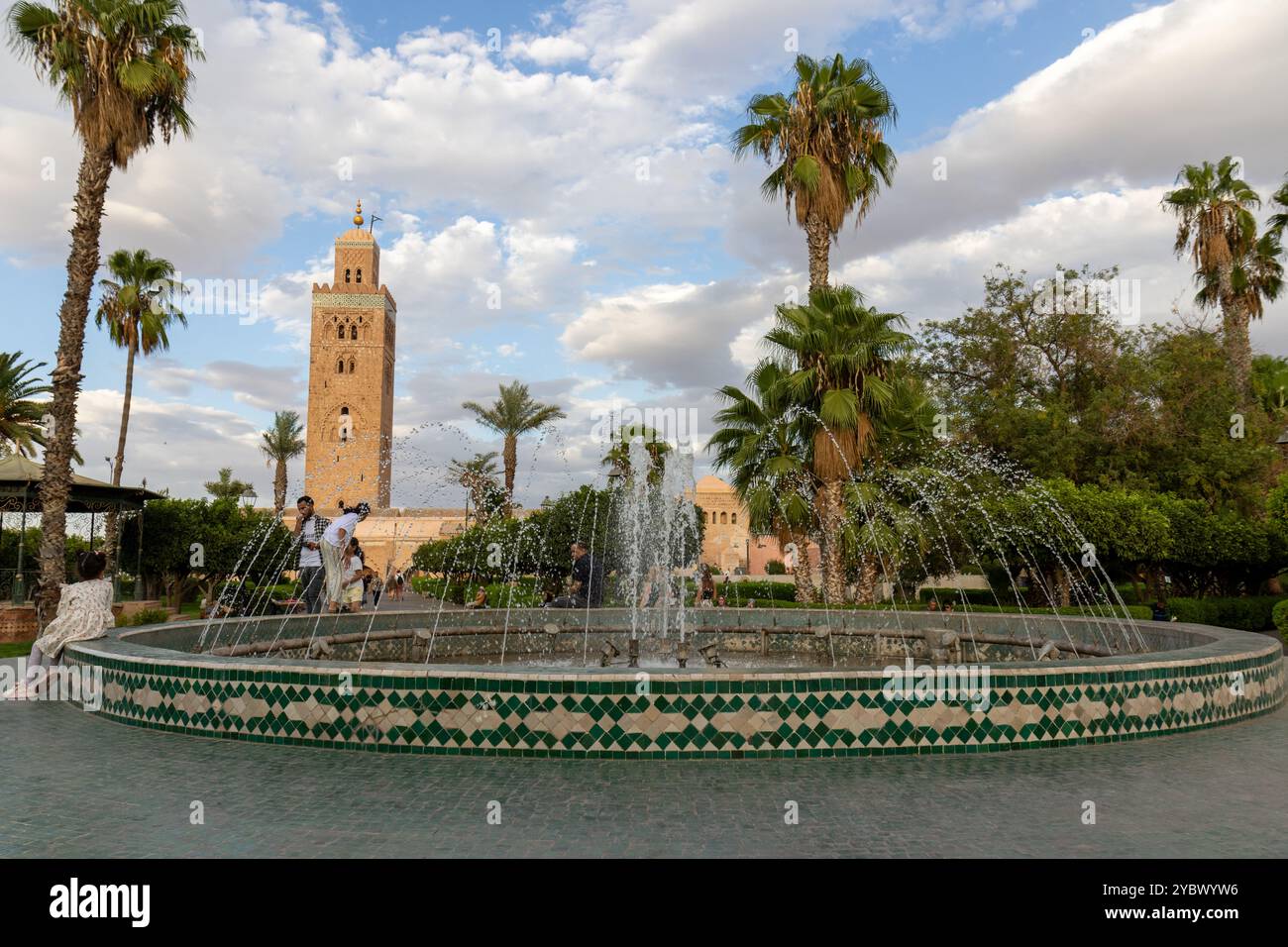 Lalla Hasna Park, leafy, manicured park with fountains, benches ...