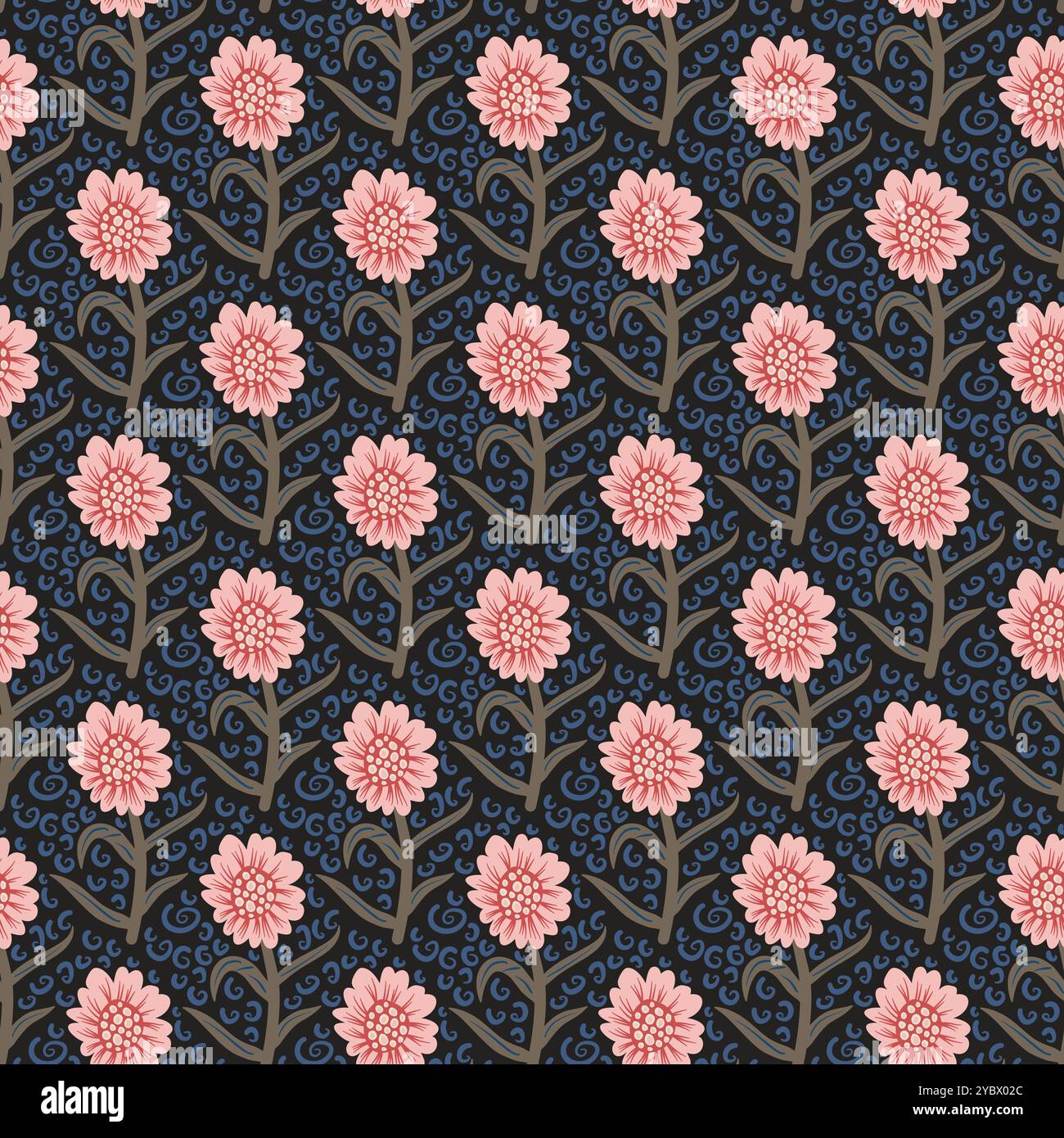 Flowers dark seamless pattern. Floral secret garden endless background ...