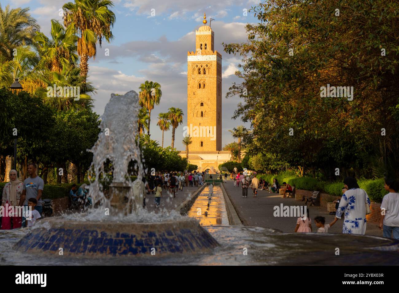 Lalla Hasna Park, leafy, manicured park with fountains, benches ...