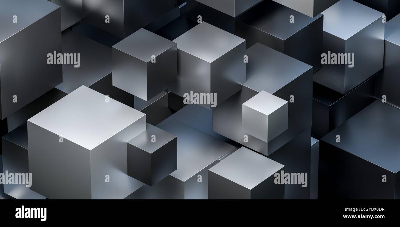 Abstract 3d metallic cubes hi-res stock photography and images - Alamy