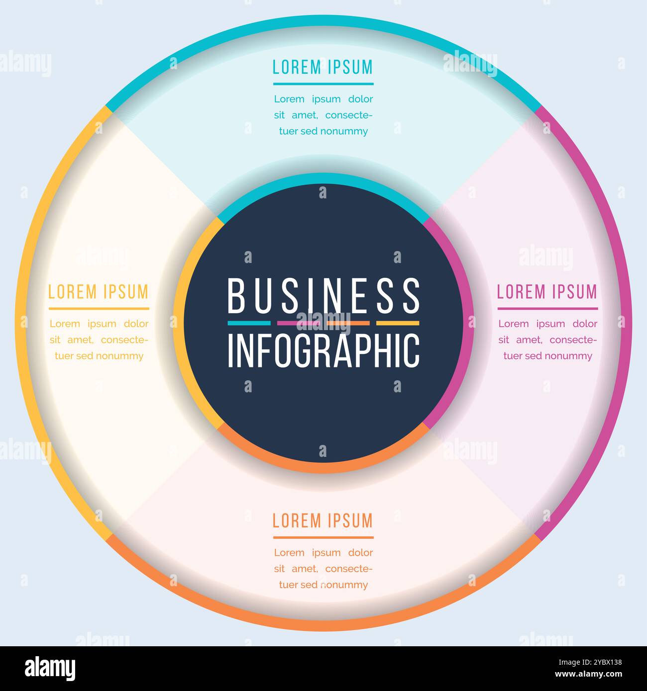 Circle Infographic design 4 steps, objects, elements or options information business circle ...