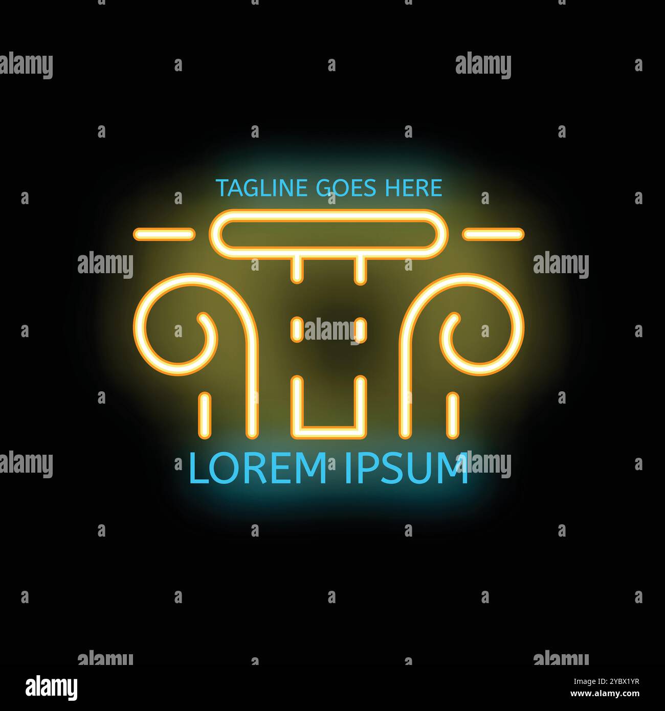 Glowing neon sign depicting a classical greek column, perfect for ...