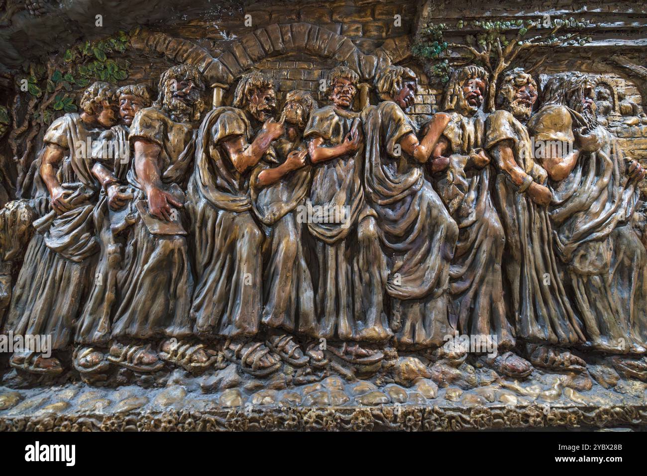 Sculptured mural by Frank Abraham depicts life before and during the ...