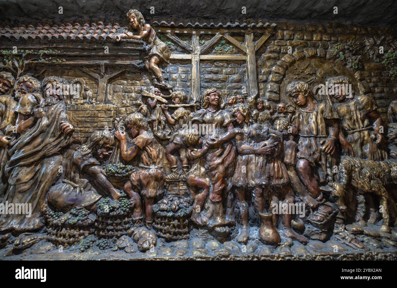 Sculptured mural by Frank Abraham depicts life before and during the ...