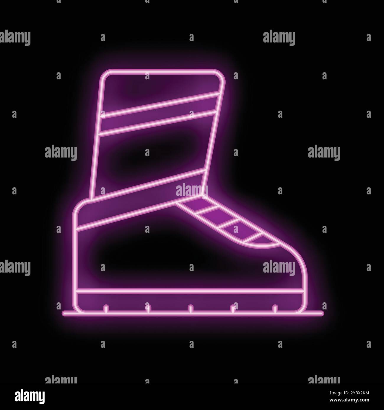 Bright pink neon sign depicting a snowboard boot, perfect for ...