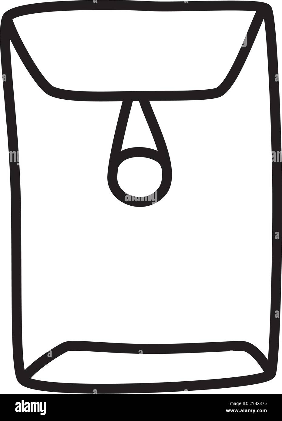 Doodle letter, open end button string envelope hand drawn with thin ...