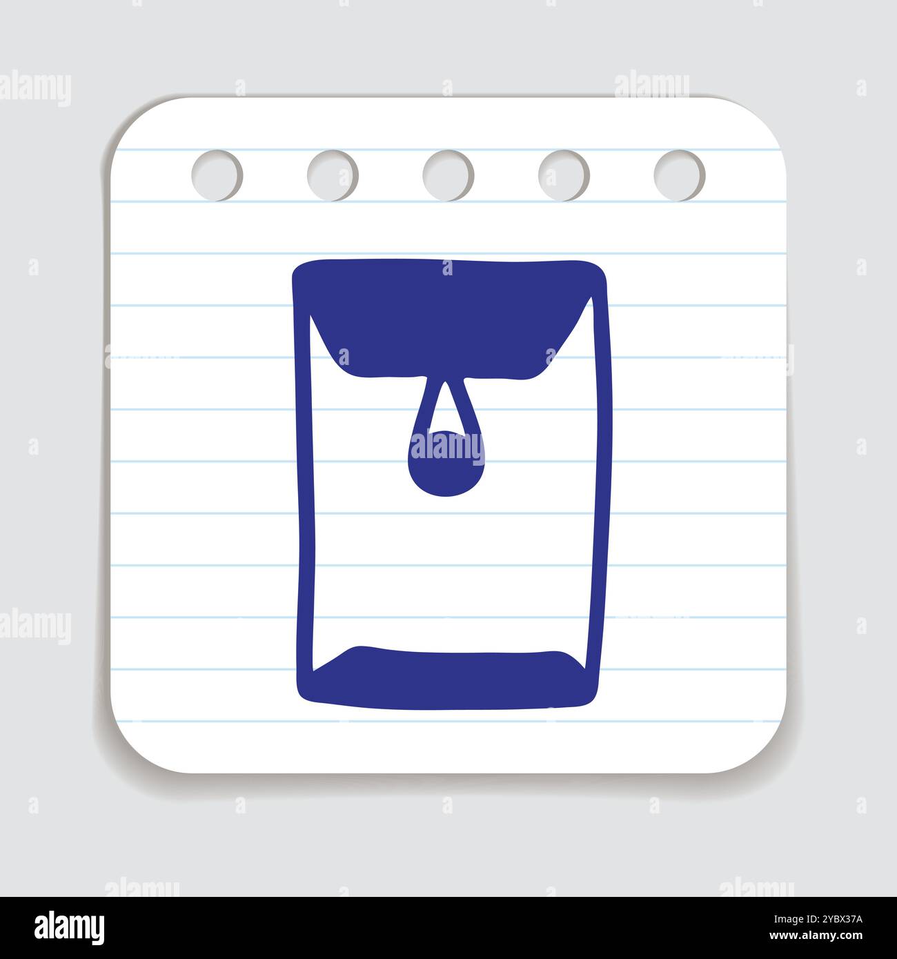 Doodle letter, open end button string envelope hand drawn with thin ...