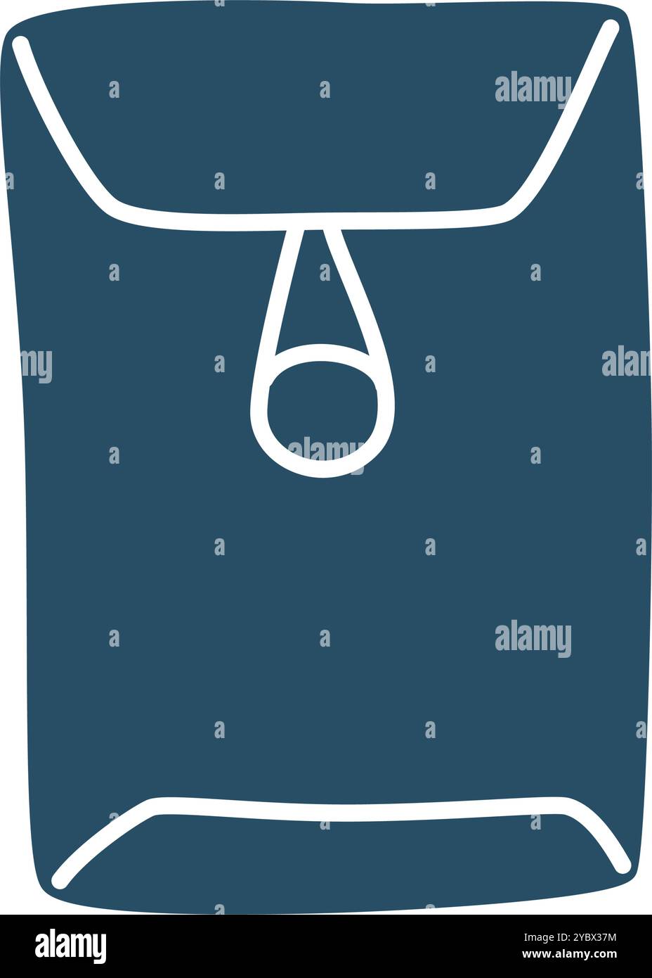 Doodle letter, open end button string envelope hand drawn with thin ...