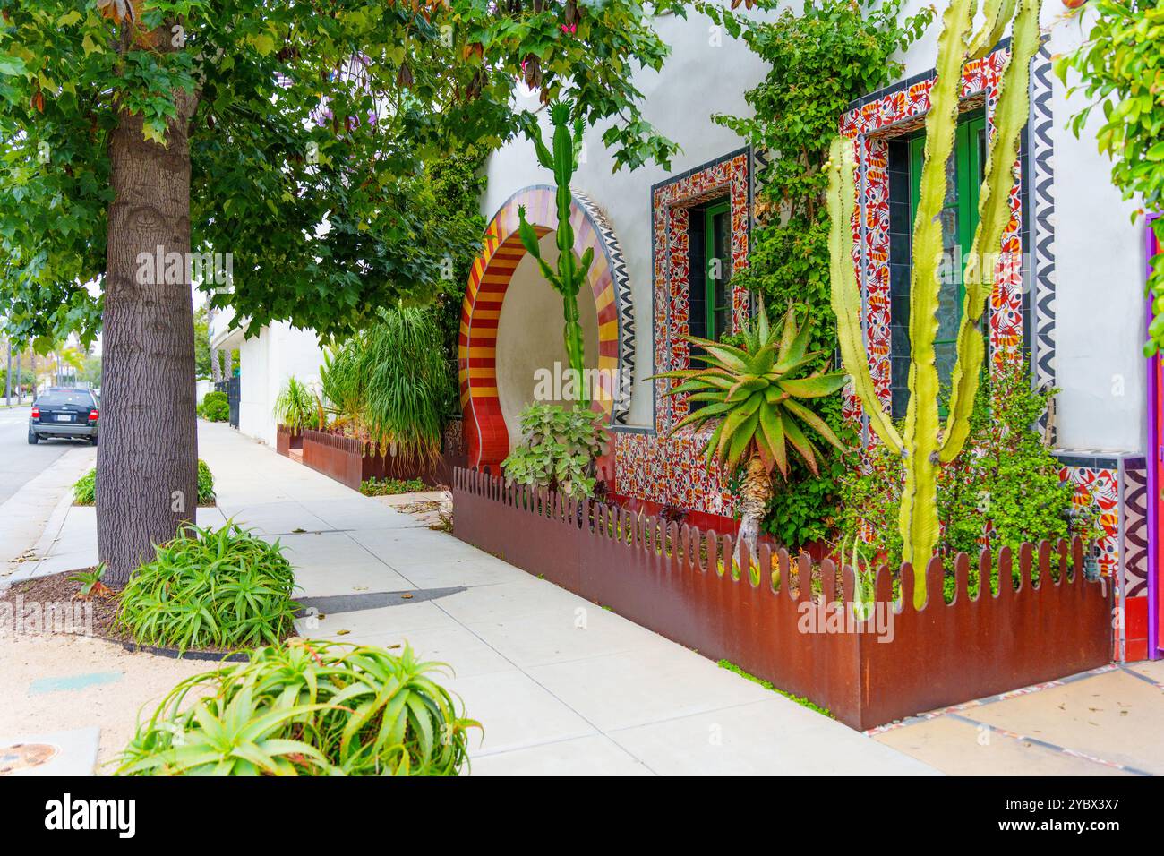 Santa Barbara, California - April 20, 2024: Lively streetscape with ...