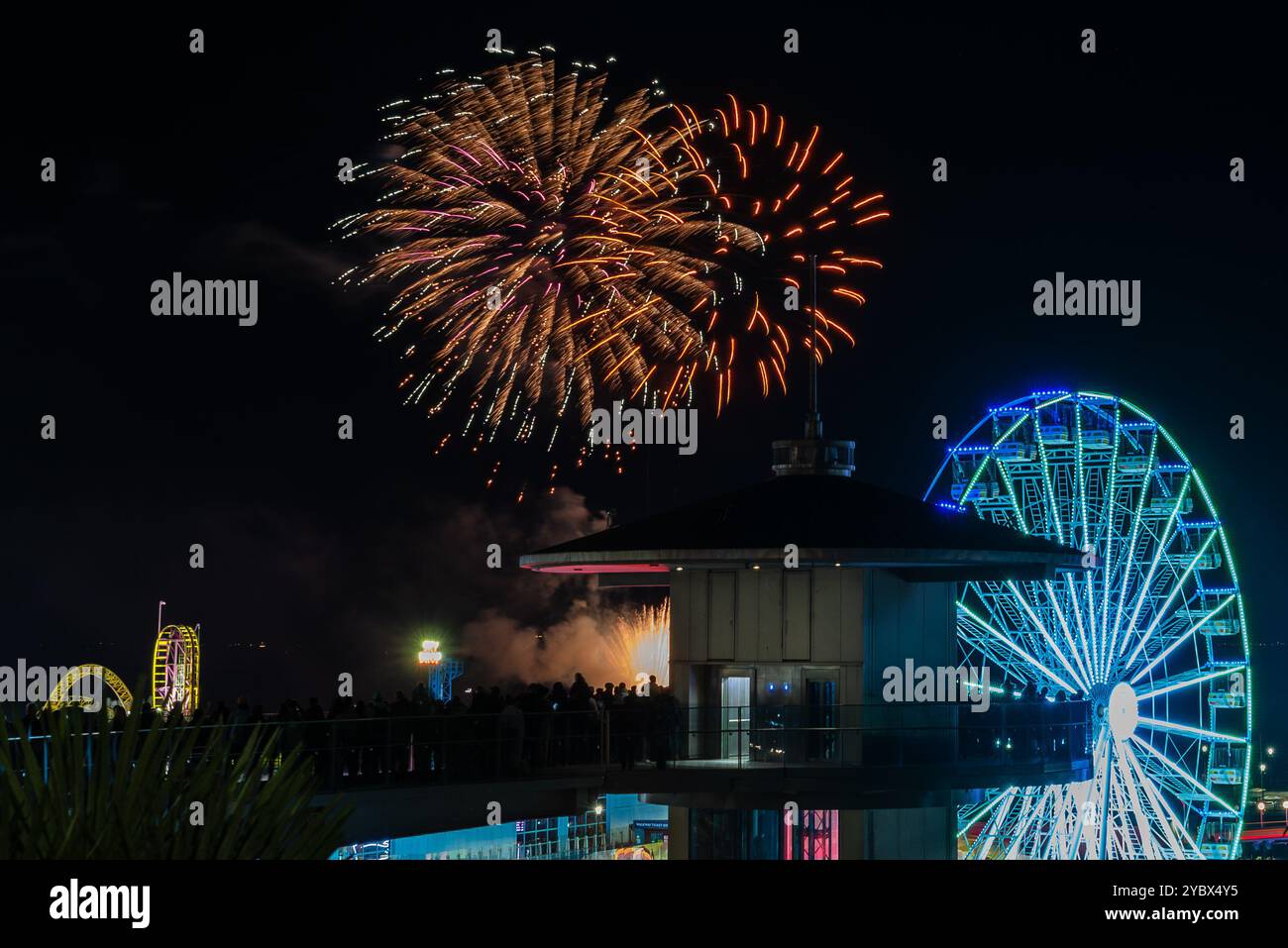 Fireworks displays at Southend on Sea, Essex, UK, with the fireworks ...